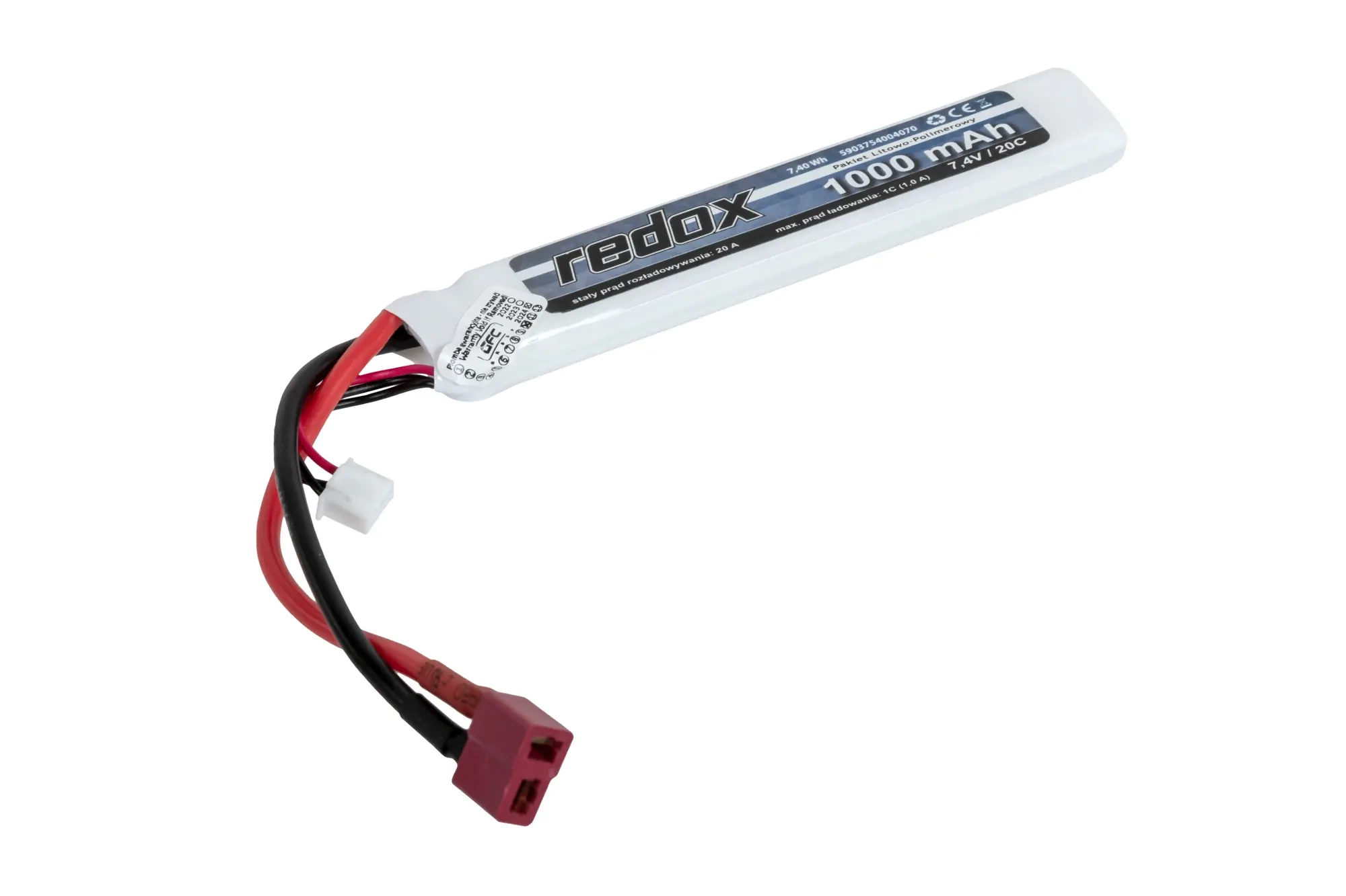 Redox 1000 mAh 7.4V 20C LiPo battery DEAN – airsoft, ASG, militaria